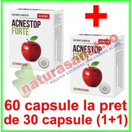 Acnestop Forte PROMOTIE 60 capsule la pret de 30 capsule (1+1 ...